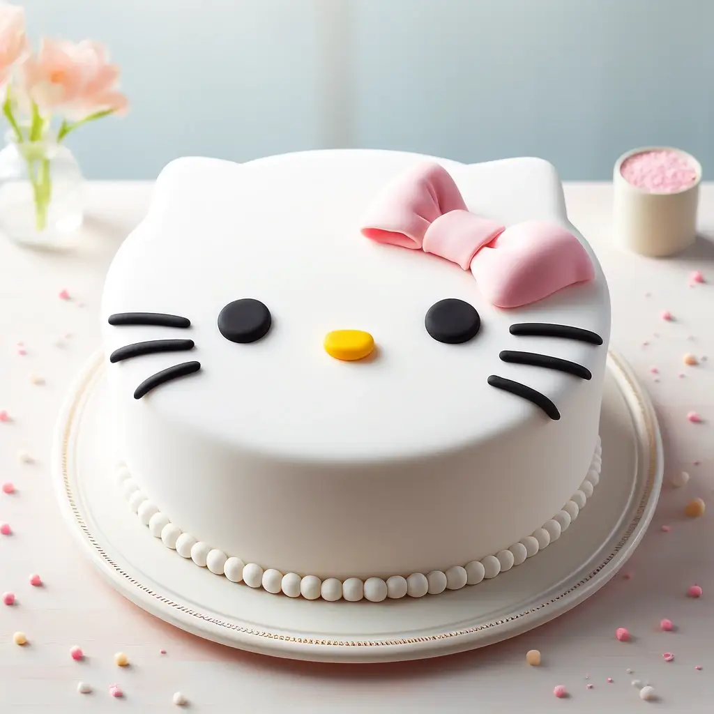 Hello Kitty Cake: The Most ultimate Fondant Face Cake!